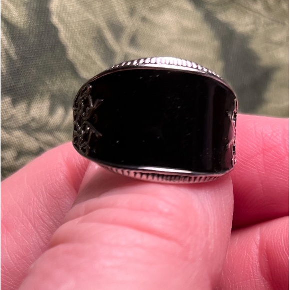 Accessories | 2125ptt Mens Vintage Black Epoxy Engraved Totem Ring ...